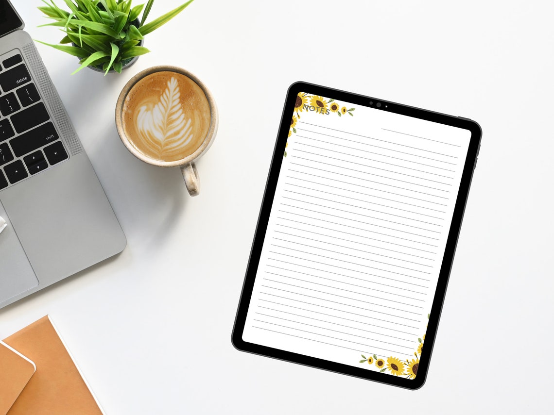 Printable Sunflower Letter Writing Paper Digital Download Lined ...