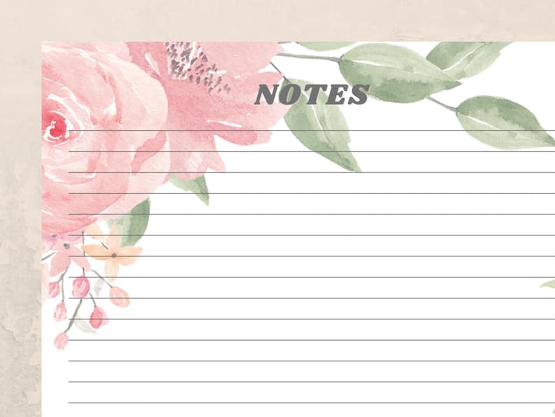 Printable Pink Floral Letter Writing Paper | Digital Download | Lined ...