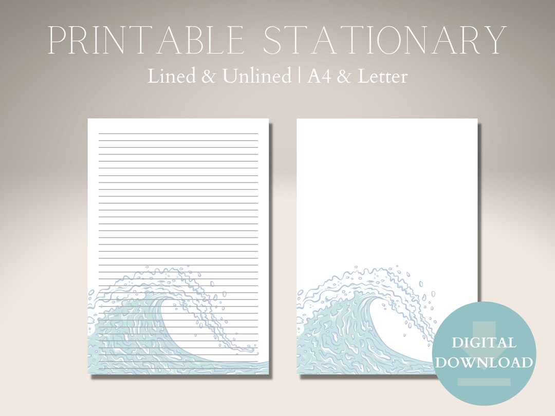 Printable Ocean Letter Writing Paper | Digital Download | Lined ...