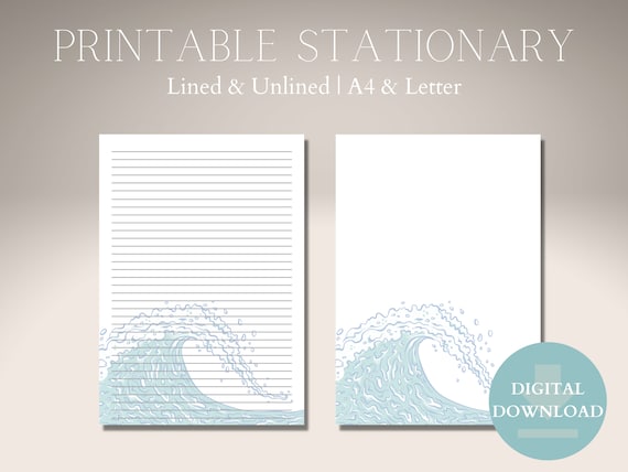 Printable Ocean Letter Writing Paper Digital Download | Etsy