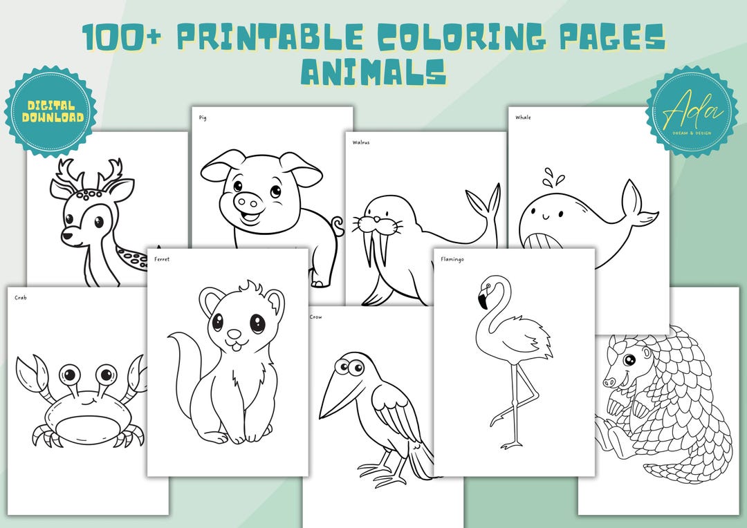 100+ Printable Coloring Pages for Kids | Animals | Digital Product - Etsy