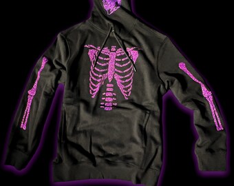 Pink Skeleton Hoodie - Etsy