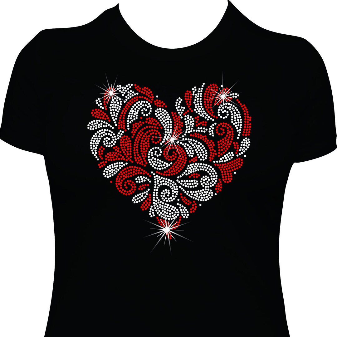 Flower Heart Rhinestone Mega Bling Shirt - Etsy