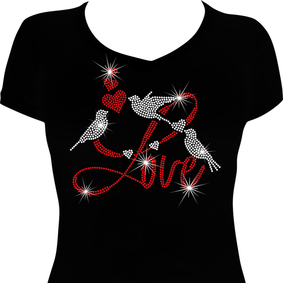 Valentine Love Birds Rhinestone Mega Bling Shirt - Etsy