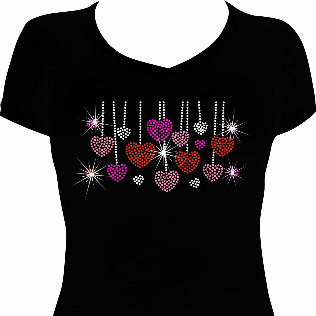Valentines Hearts Rhinestone Mega Bling Shirt - Etsy