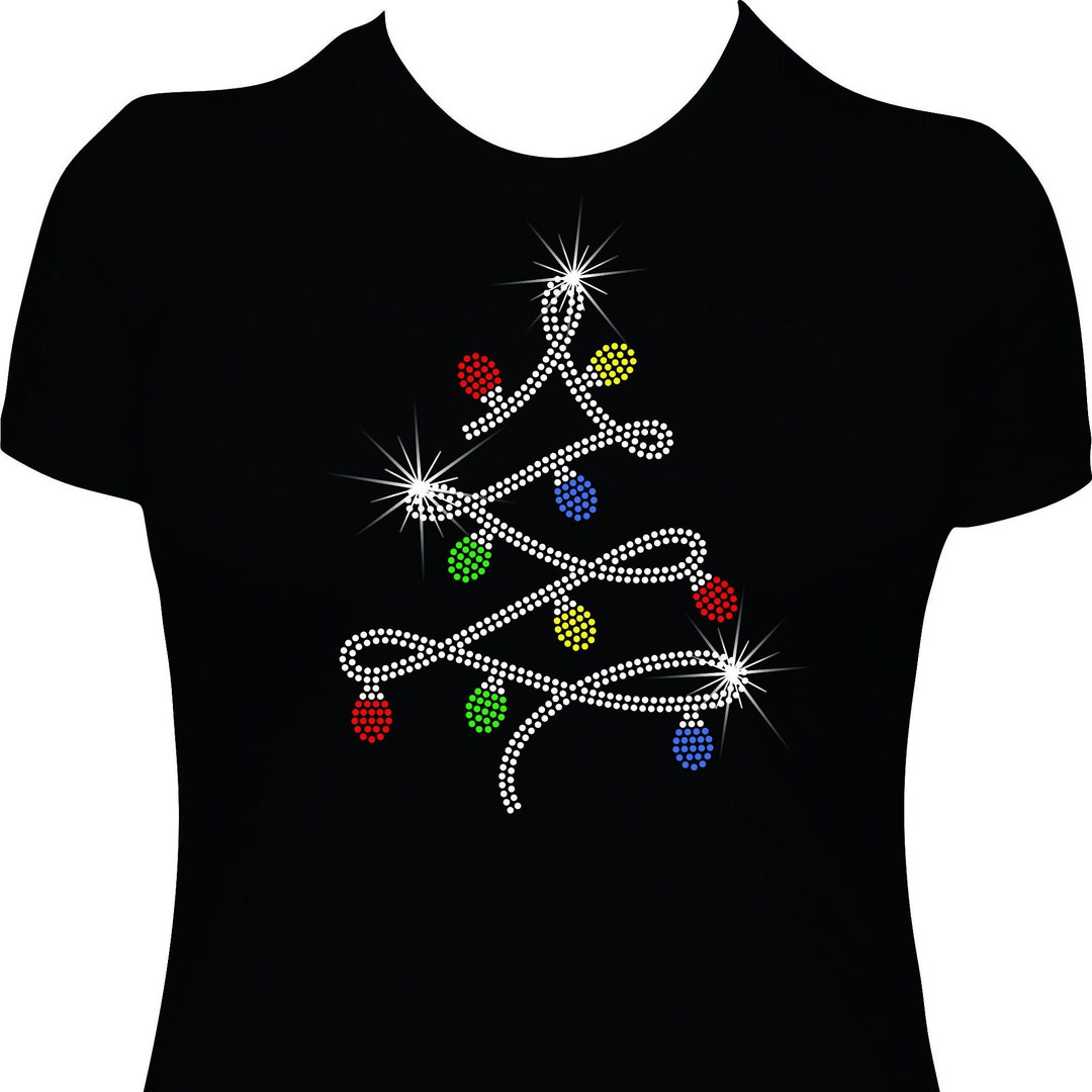 Christmas Light Tree Rhinestone Mega Bling Shirt - Etsy
