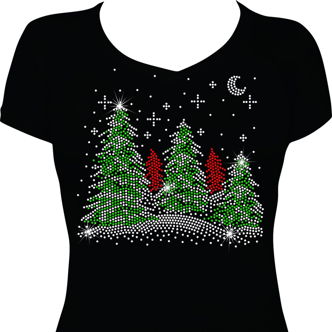 Christmas Forest Rhinestone Mega Bling Shirt - Etsy