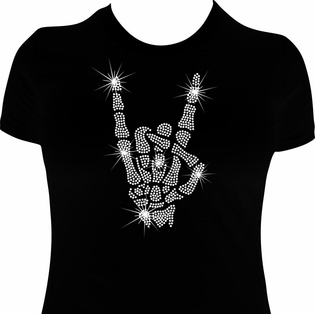 Skeleton Hand Rhinestone Mega Bling Shirt - Etsy