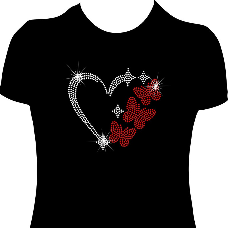 Butterfly Heart Rhinestone Mega Bling Shirt - Etsy
