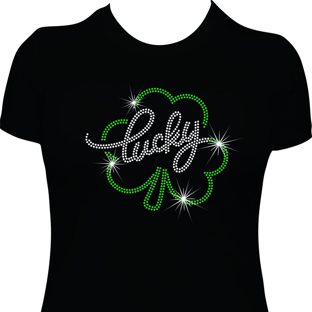 St. Patrick's Day Lucky Shamrock Rhinestone Mega Bling Shirt - Etsy