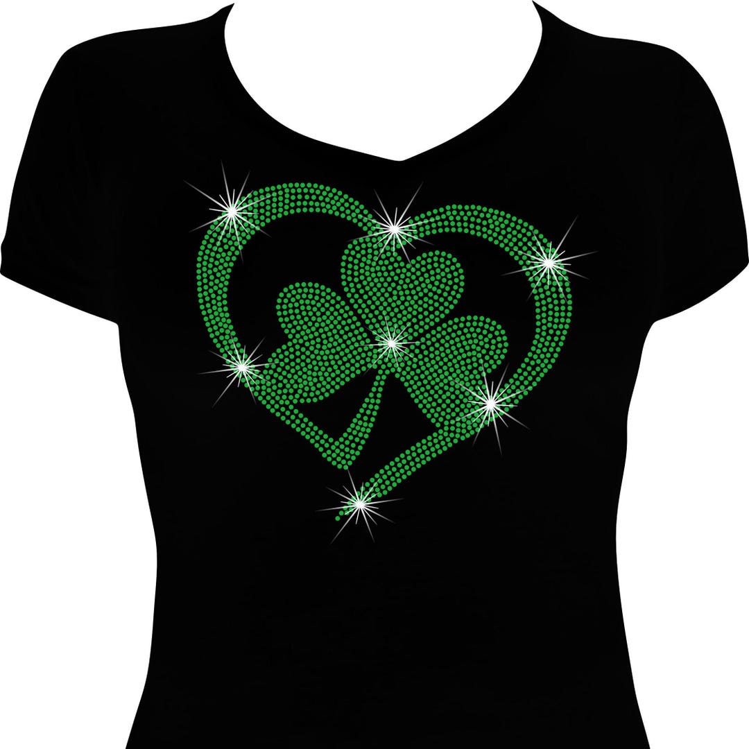 St. Patrick's Day Love Shamrock Rhinestone Mega Bling Shirt - Etsy