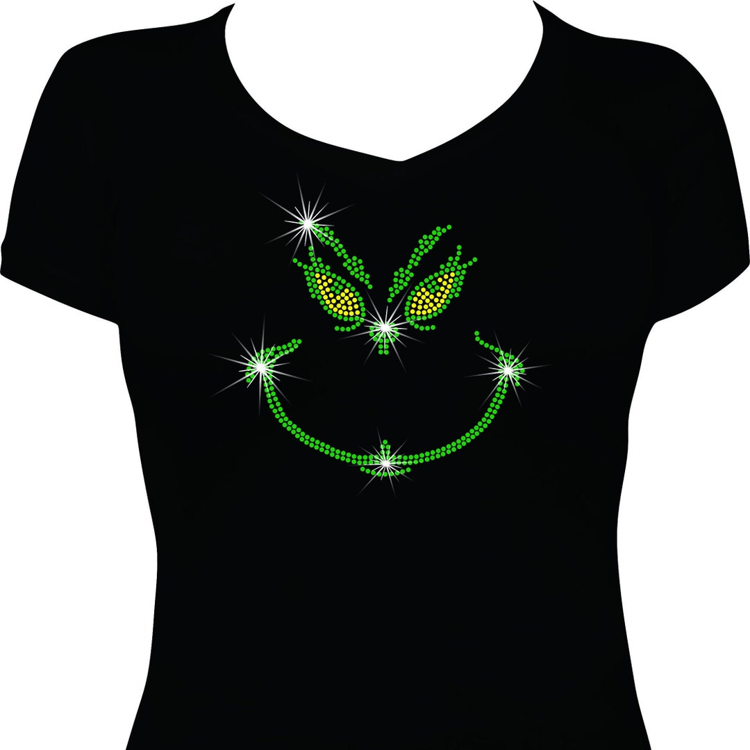 Christmas Grinch Face Rhinestone Mega Bling Shirt - Etsy