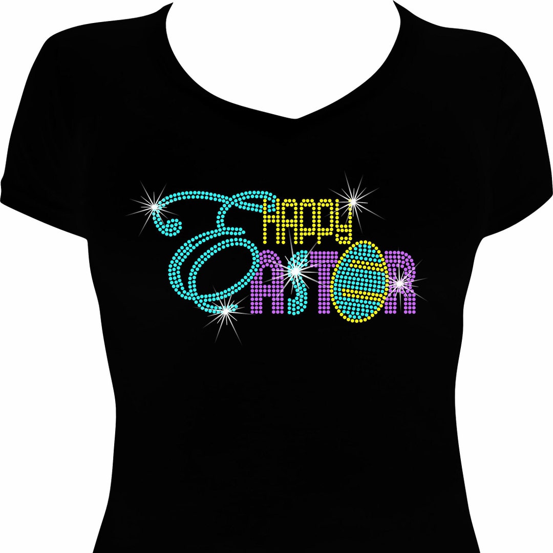 Happy Easter Egg Rhinestone Mega Bling Shirt - Etsy