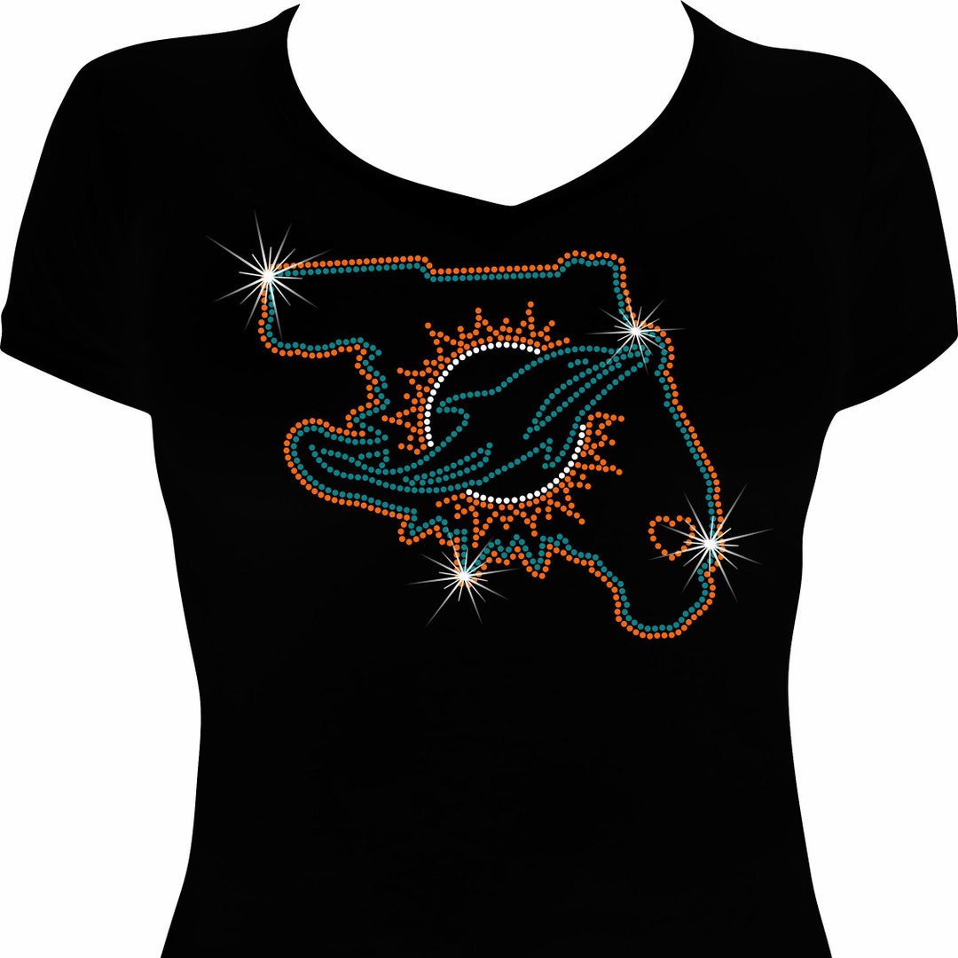 Football Dolphin Helmet Rhinestone Mega Bling Shirt - Etsy