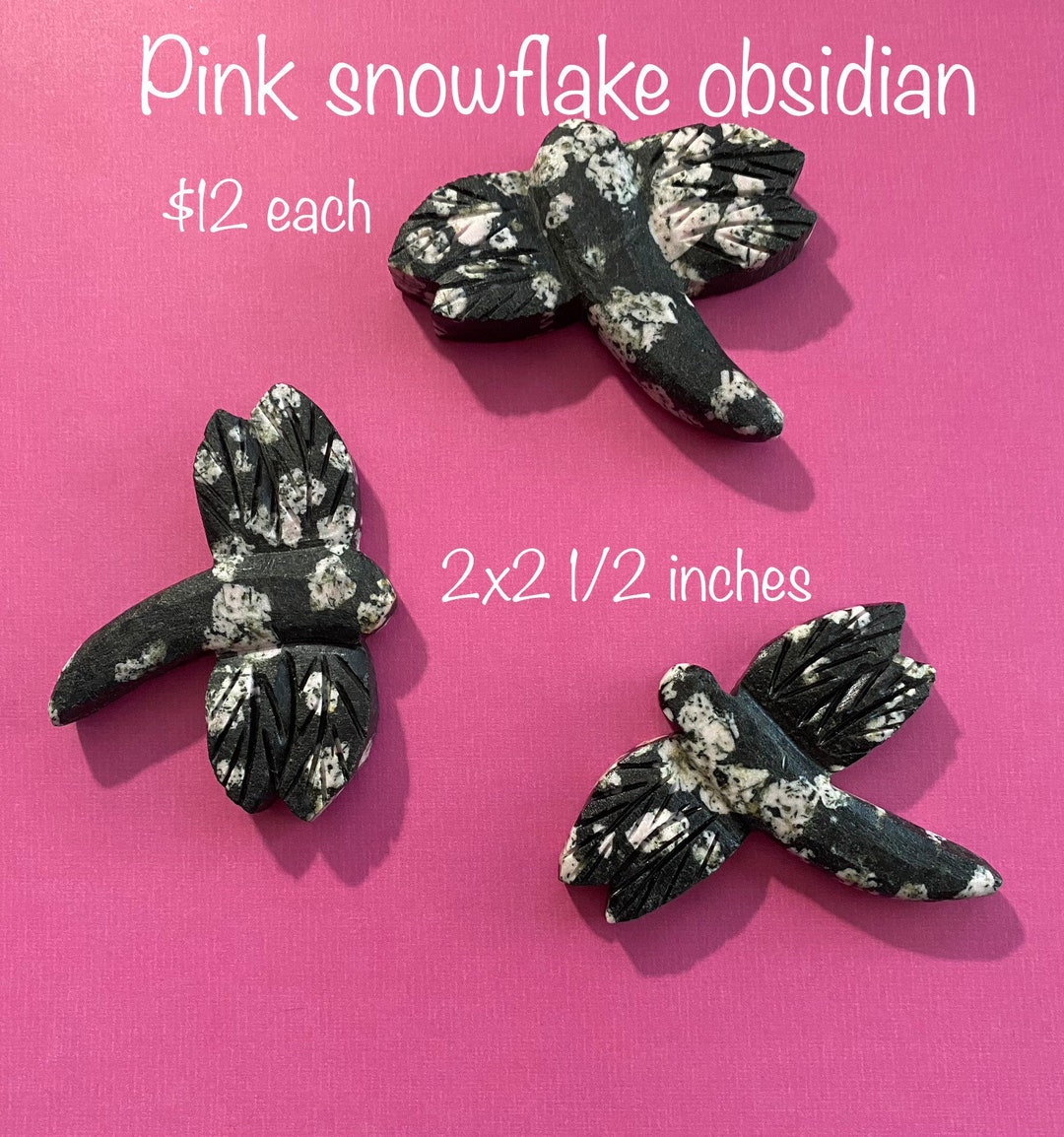 Pink Snowflake Obsidian Dragonfly - Etsy