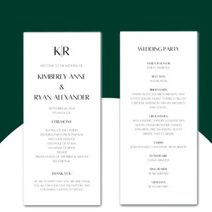 Formal Wedding Program Template - Etsy