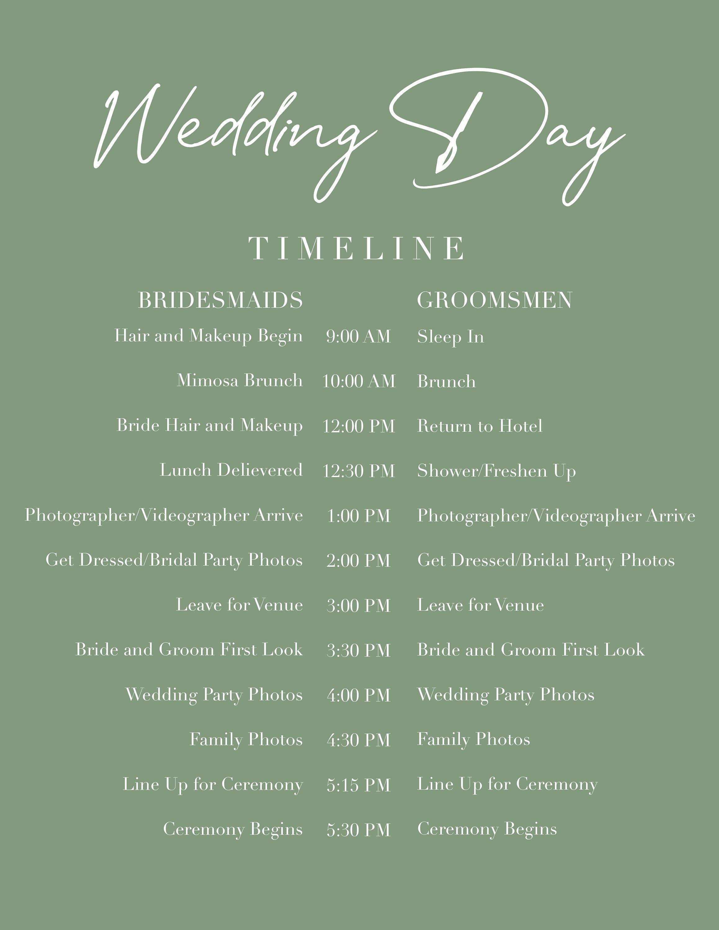 Wedding timeline without first look | Honestweddingadvice.com
