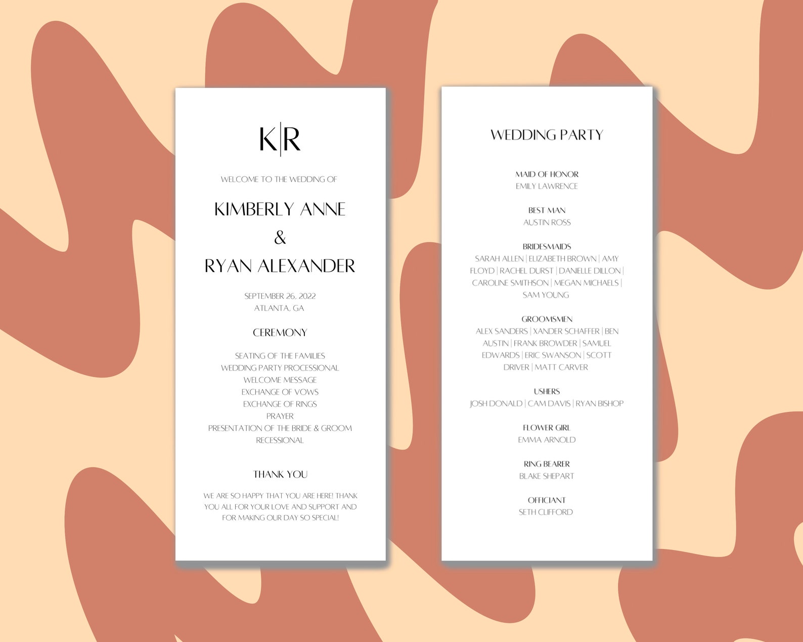 Formal Wedding Program Template - Etsy