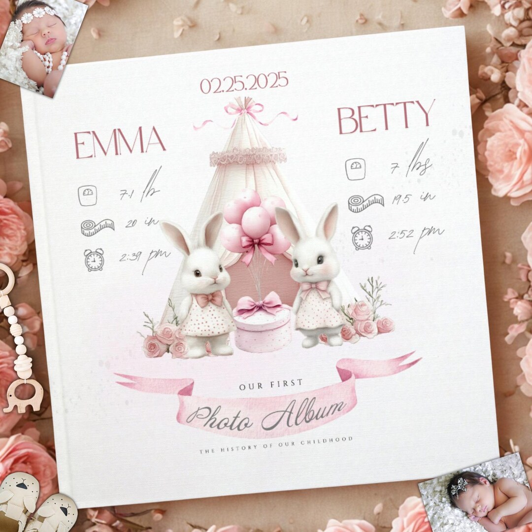 Personalized Twin Girls Baby Book: Birth Stats Photo Album - Etsy
