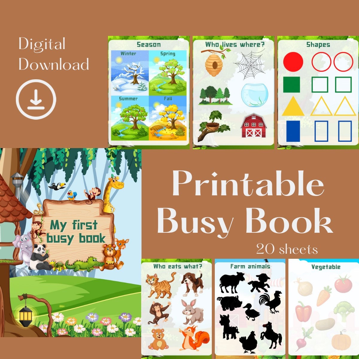 Busy Book Printable Busy Book for 2 Year Old Worksheet for - Etsy