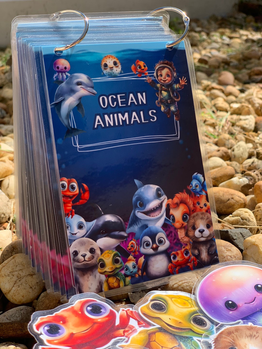 Ocean Animals Flash Cards, Busy Book, Velcro Cards, Velcro Animals Book ...