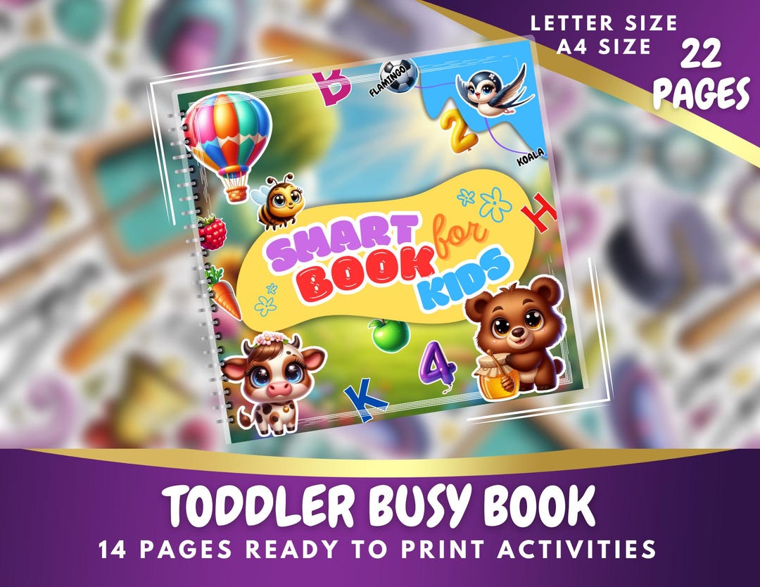 Printable Toddler Busy Book: Preschool Learning Activities (digital ...