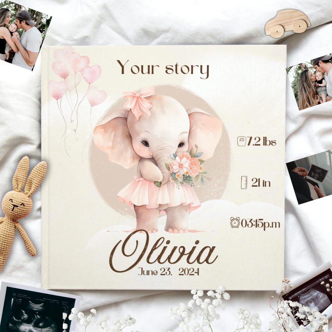 Personalized Baby Girl Memory Book, Girl Baby Photo Album, Baby Journal ...