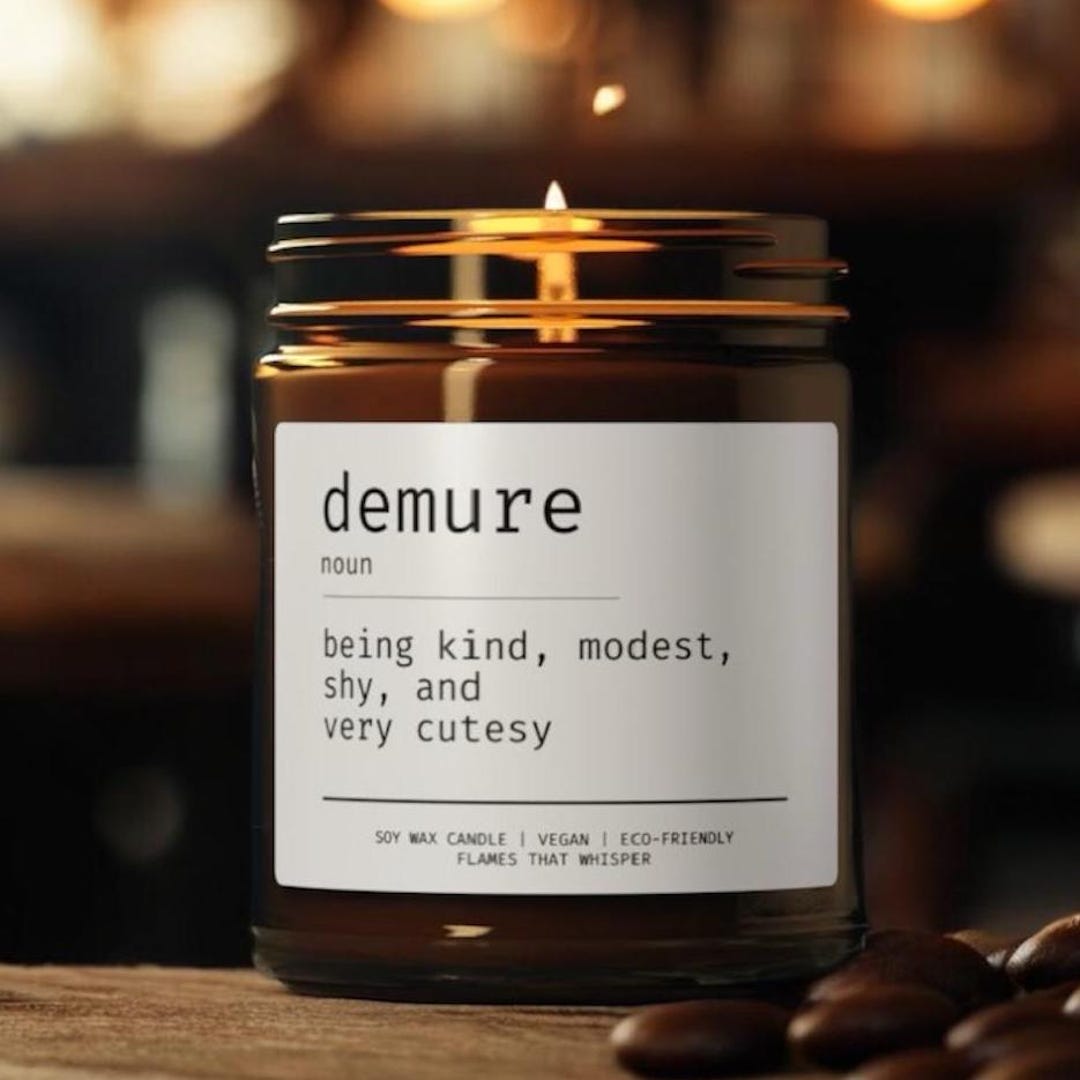 Demure Minimalist Definition Candle | Funny Gift | Birthday | Christmas ...