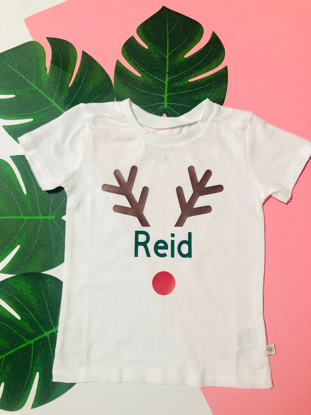 Boy Rudolph Christmas Name Monogram Boys Holiday Handmade Kids T Shirt ...