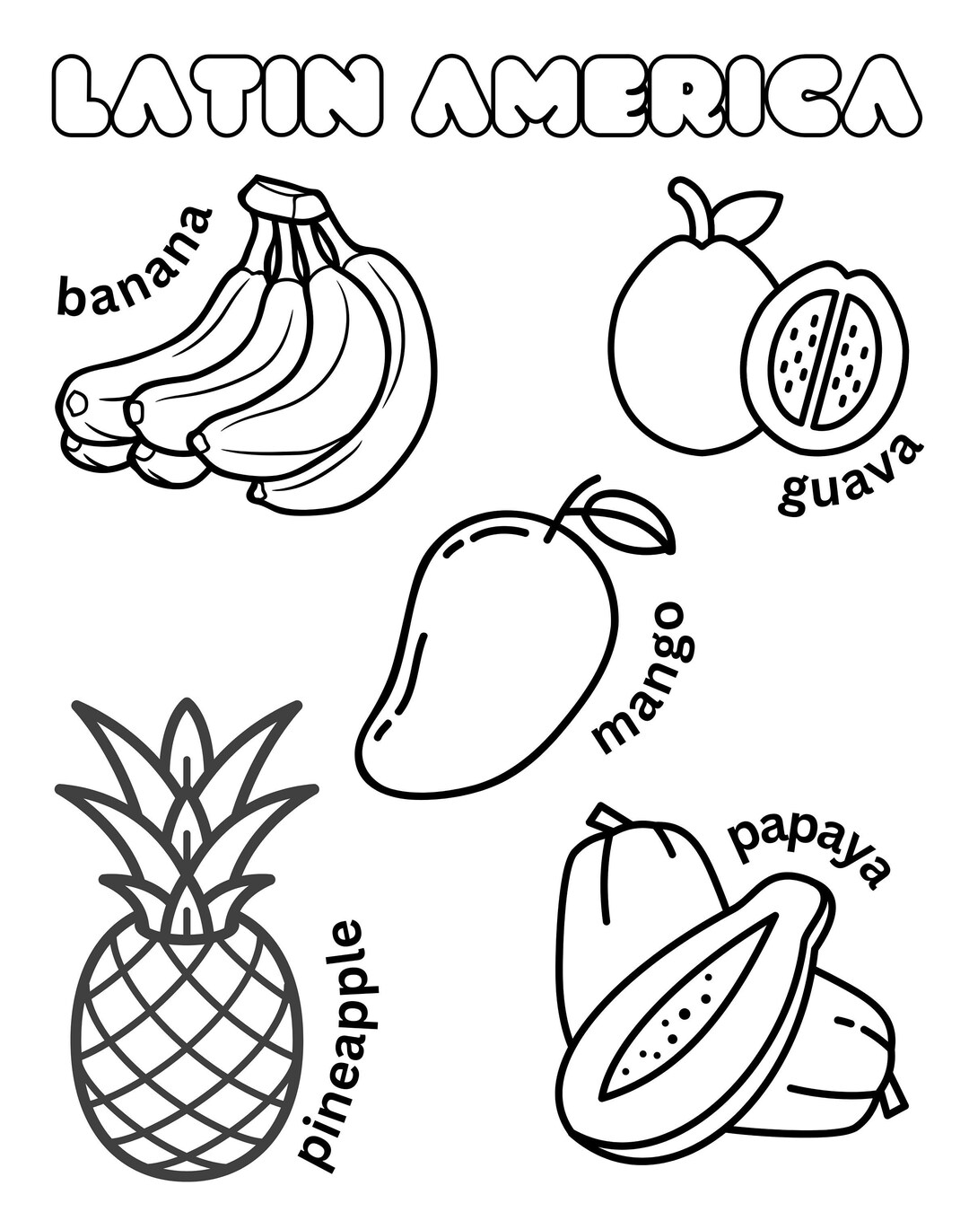 Coloring Book Fruits of the World, Coloring Book for Kids, School ...