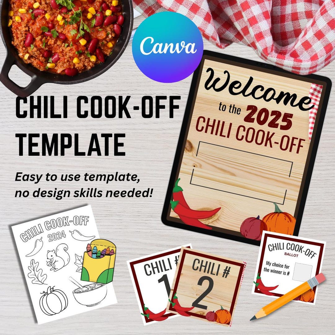 EDITABLE Chili Cook-off Ballot, Welcome Poster, Crockpot Numbers AND ...