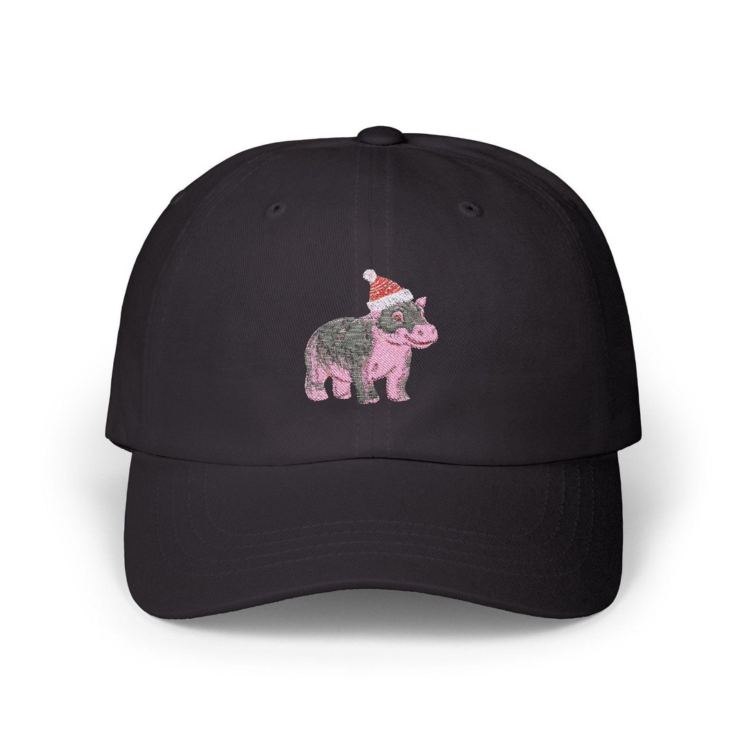 Moo Deng Christmas Hat, Pygmy Hippo in a Santa Hat, Moo Deng Classic ...