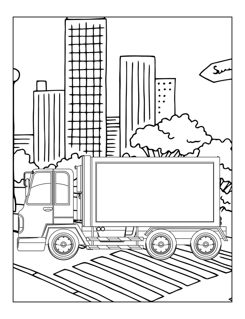 64 Pages Vehicles Coloring Book, Books for Kids, PDF Printable, Instant ...