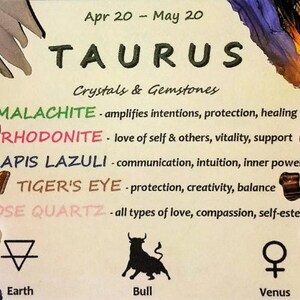 TAURUS Zodiac Set ~ Gemstone Roller Bottle + Pocket Crystals + Loose ...