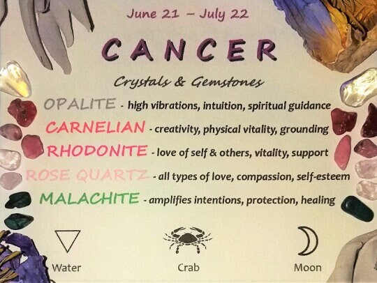 CANCER Zodiac Set Gemstone Roller Bottle Pocket Crystals Loose Incense ...