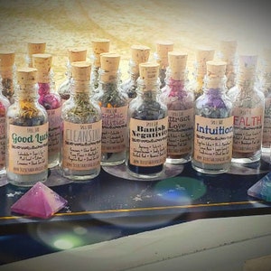 BALANCE & HARMONY Spell Jar of Crystals + Herbs + Salts // Full Moon New Moon Intention Bottle ...