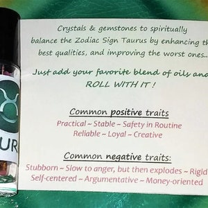 TAURUS Zodiac Set ~ Gemstone Roller Bottle + Pocket Crystals + Loose ...