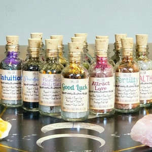 BALANCE & HARMONY Spell Jar of Crystals + Herbs + Salts // Full Moon New Moon Intention Bottle ...