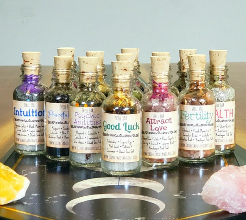 BALANCE & HARMONY Spell Jar of Crystals Herbs Salts // Full Moon New ...