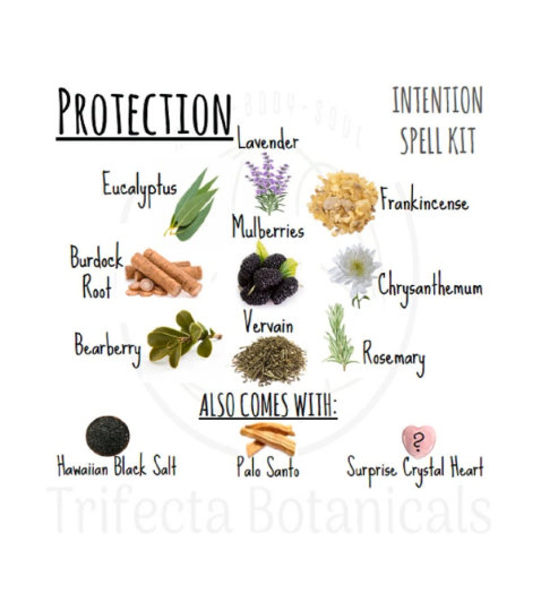 PROTECTION Intention Spell Kit - New Moon Full Moon Herbs + Salt ...