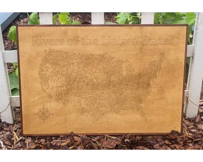 US Rivers Laser Cut Map, United States Rivers Map, Office Living Room ...