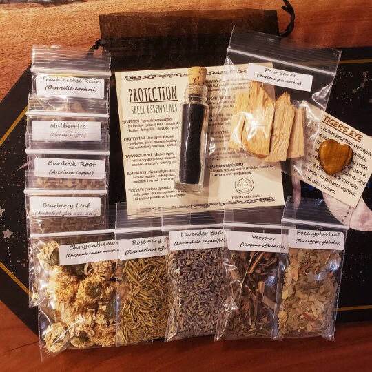 PROTECTION Intention Spell Kit New Moon Full Moon Herbs Salt Protection ...