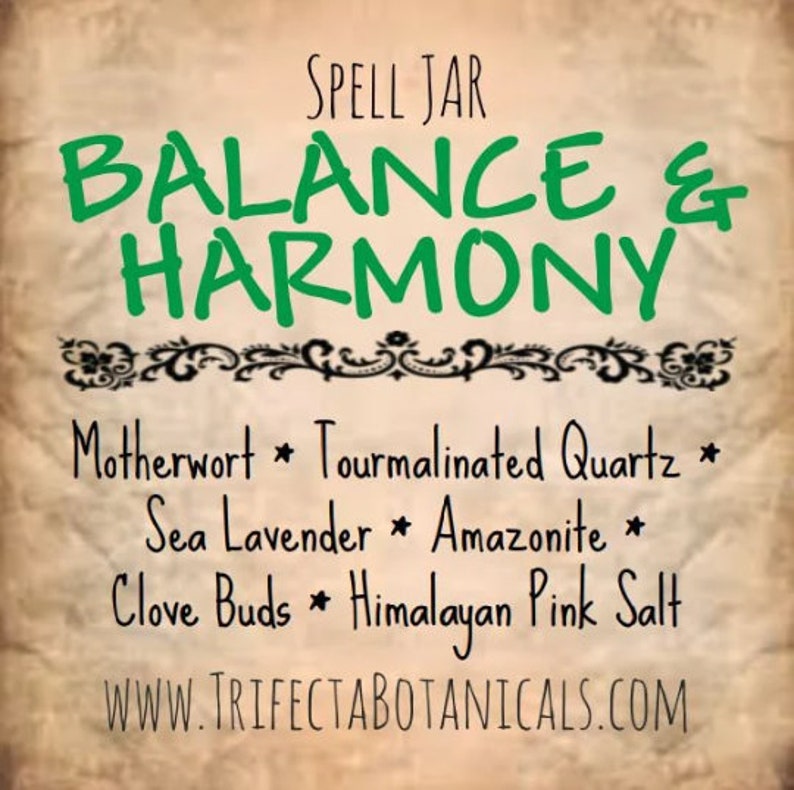 BALANCE & HARMONY Spell Jar of Crystals Herbs Salts // Full Moon New ...