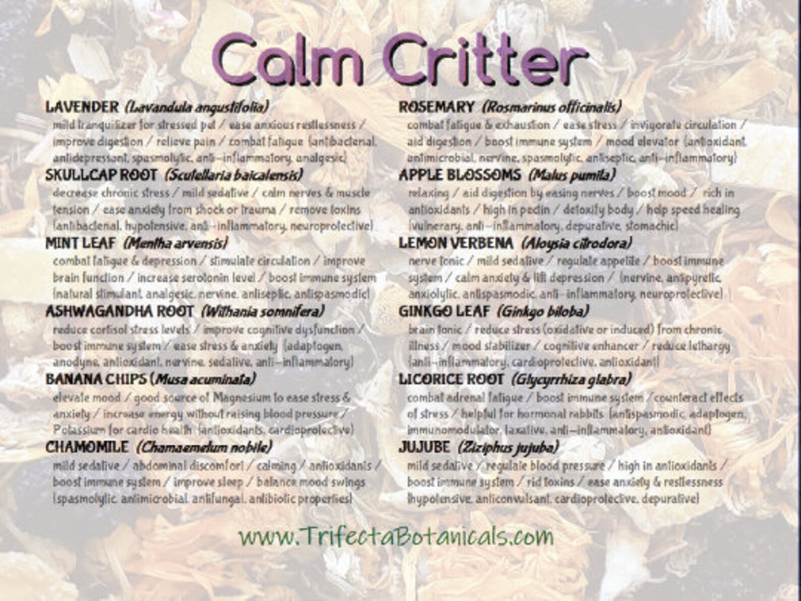 CALM CRITTER Herbal Forage Mix Calming Hay Topper Natural Organic Herb ...