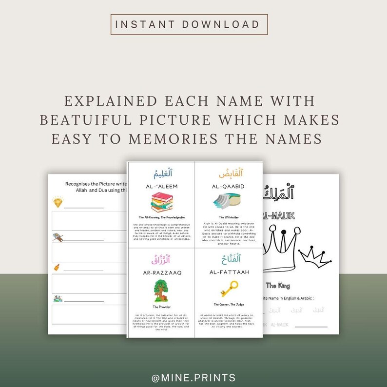 99 Names of Allah for Kids with Coloring & Fun Activity PART 1 34 Names ...