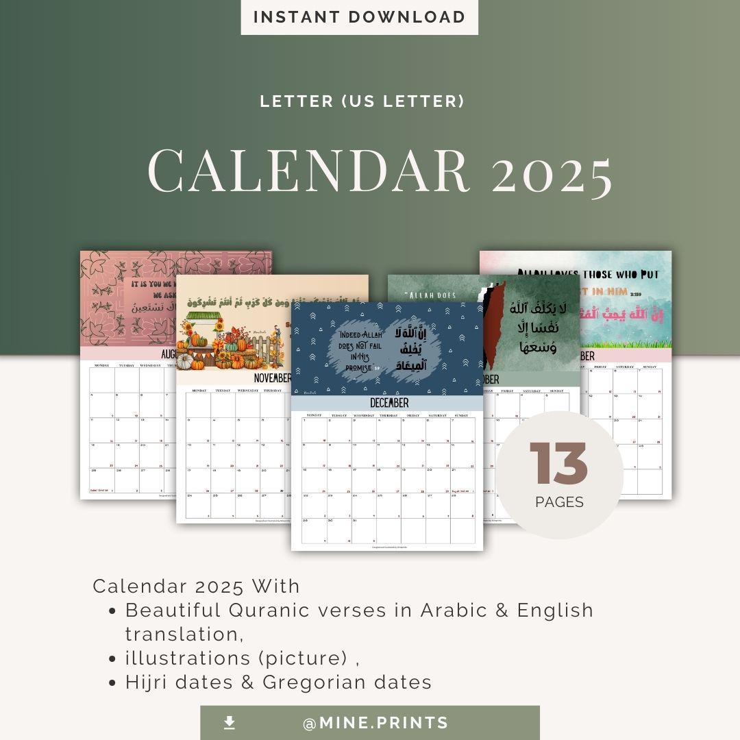 2025 Islamic Calendar, Hijri Calendar Digital Print, Illustrated Wall ...