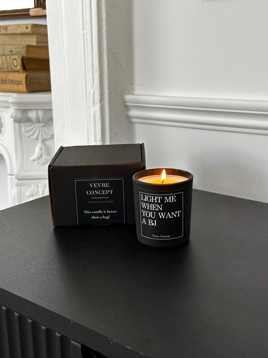 Light Me When You Want a BJ Black Matt Funny Hand Poured Candle Top ...
