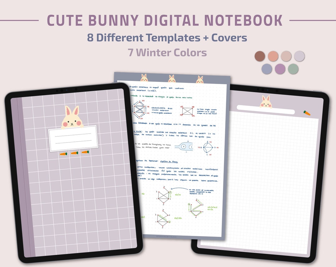 Cute Bunny Digital Notebook, Paper Templates for Ipad, Goodnotes ...
