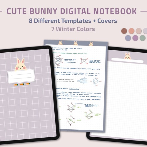 Cute Bunny Digital Notebook Paper Templates for Ipad - Etsy