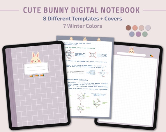 Cute Bunny Digital Notebook Paper Templates for Ipad | Etsy
